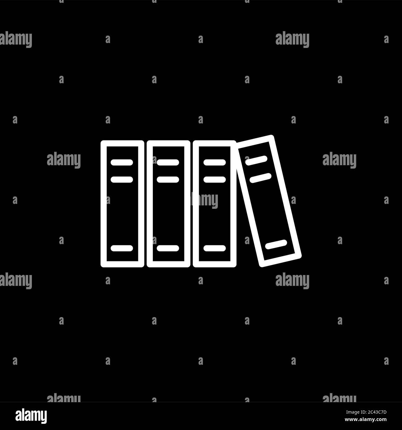 Library Line Icon On Black Background. Black Flat Style Vector ...