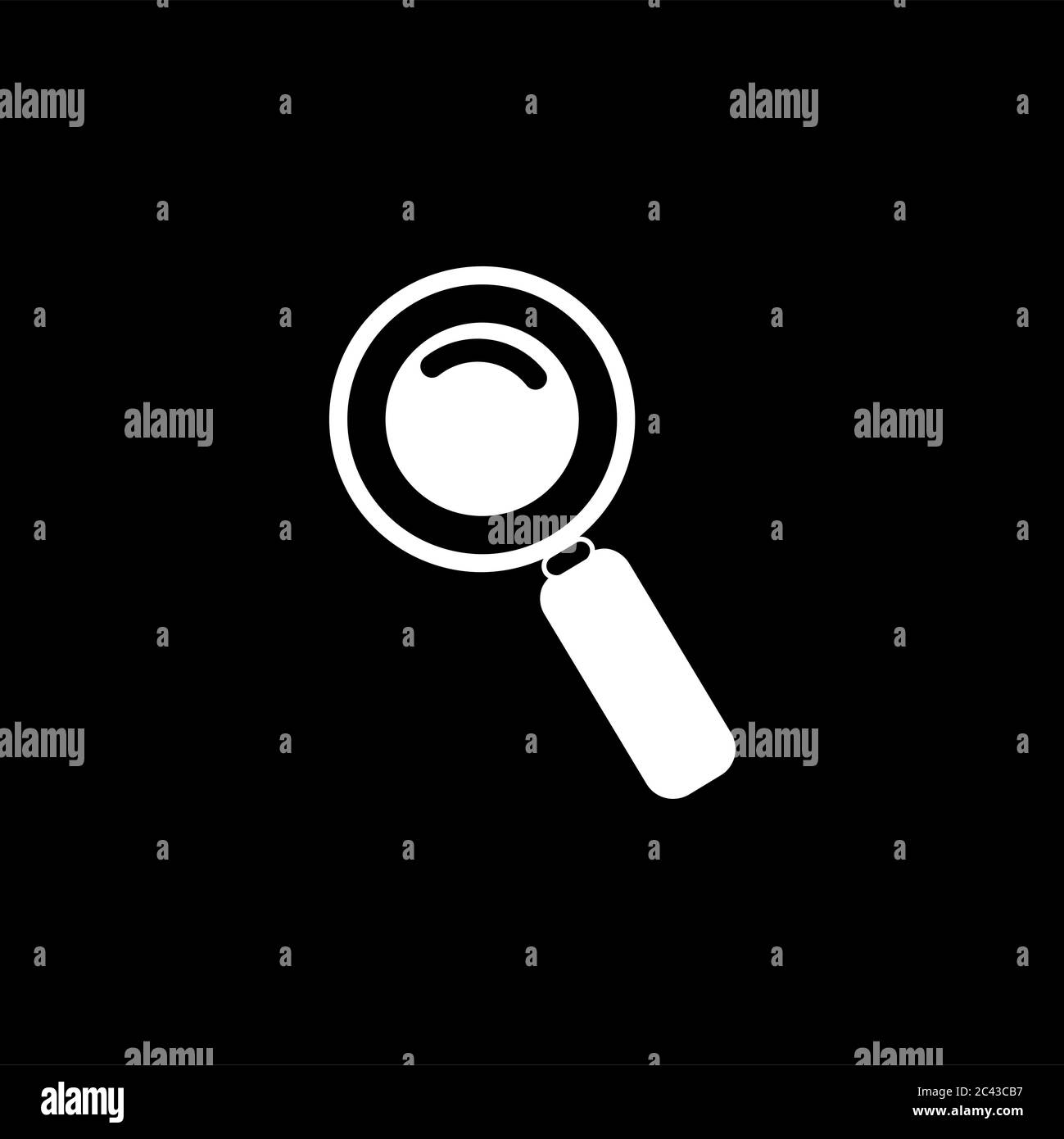Magnifying Glass Icon On Black Background. Black Flat Style Vector ...