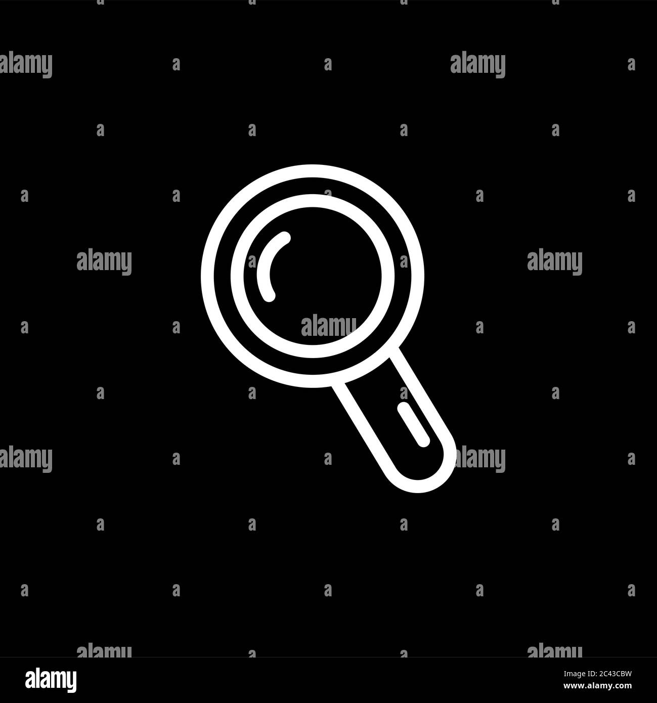 Magnifying Glass Line Icon On Black Background. Black Flat Style Vector ...