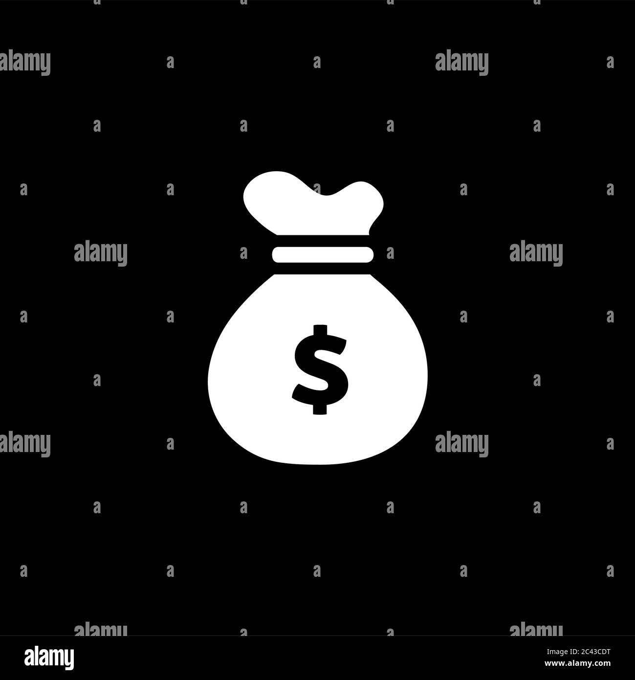 Money Sack Icon On Black Background. Black Flat Style Vector ...