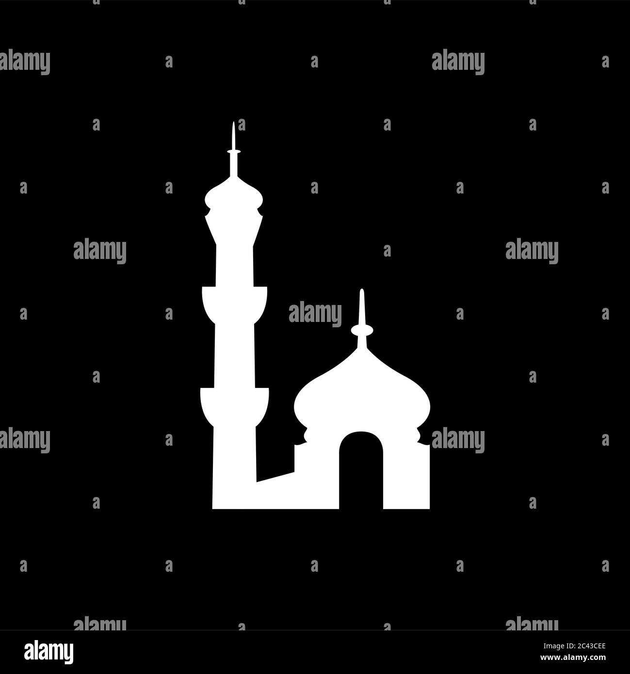 Mosque Icon On Black Background. Black Flat Style Vector Illustration ...