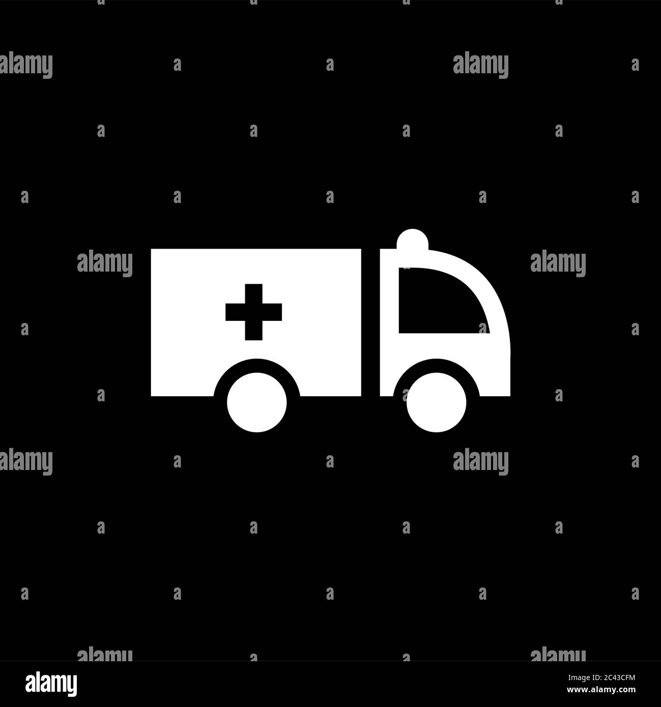 Ambulance Flat Icon On Black Background. Black Style Vector ...