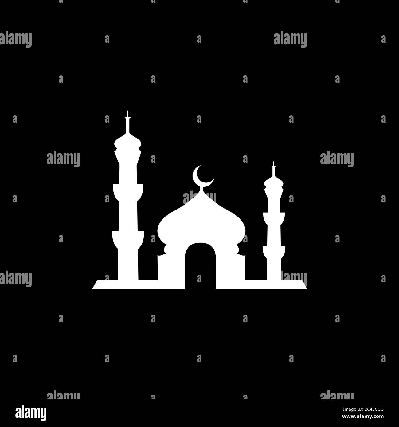 Mosque Icon On Black Background. Black Flat Style Vector Illustration ...