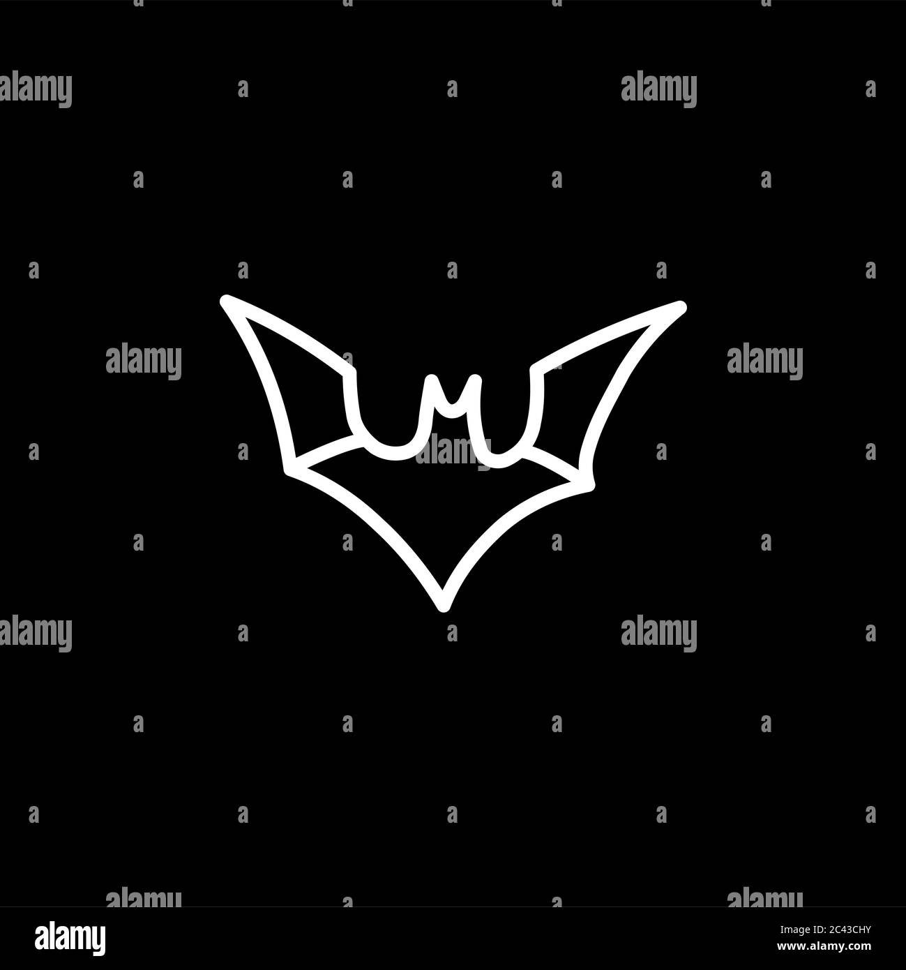 Bat Line Icon On Black Background. Black Flat Style Vector Illustration ...