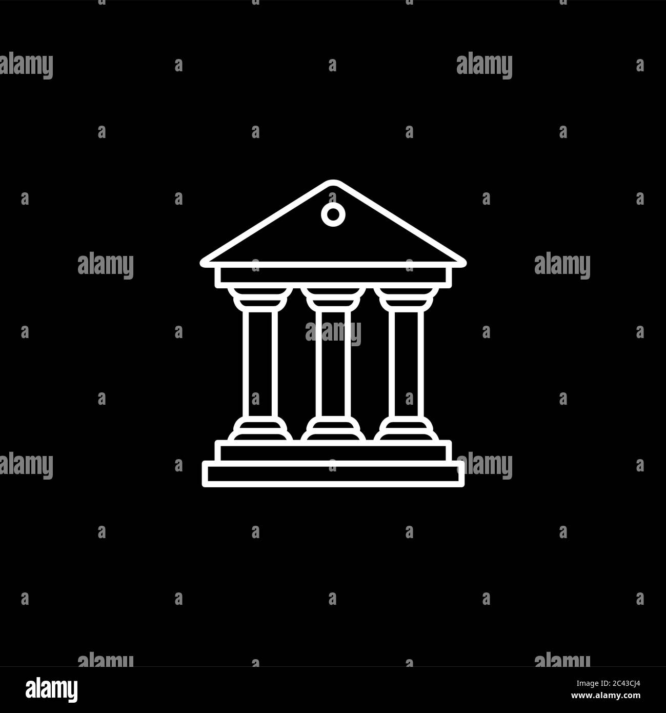 Bank Line Icon On Black Background. Black Flat Style Vector ...