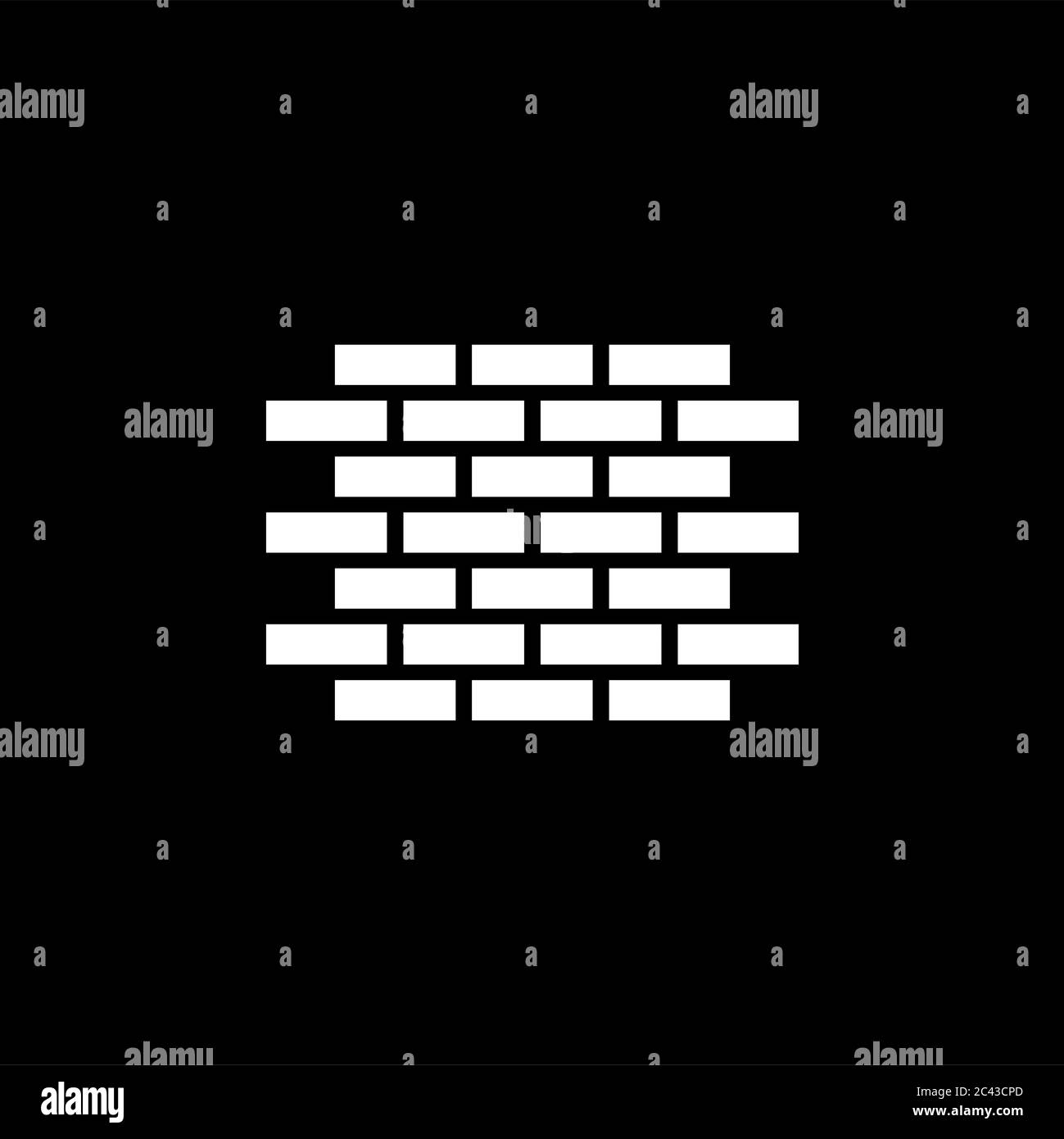Brick Wall Icon On Black Background. Black Flat Style Vector ...