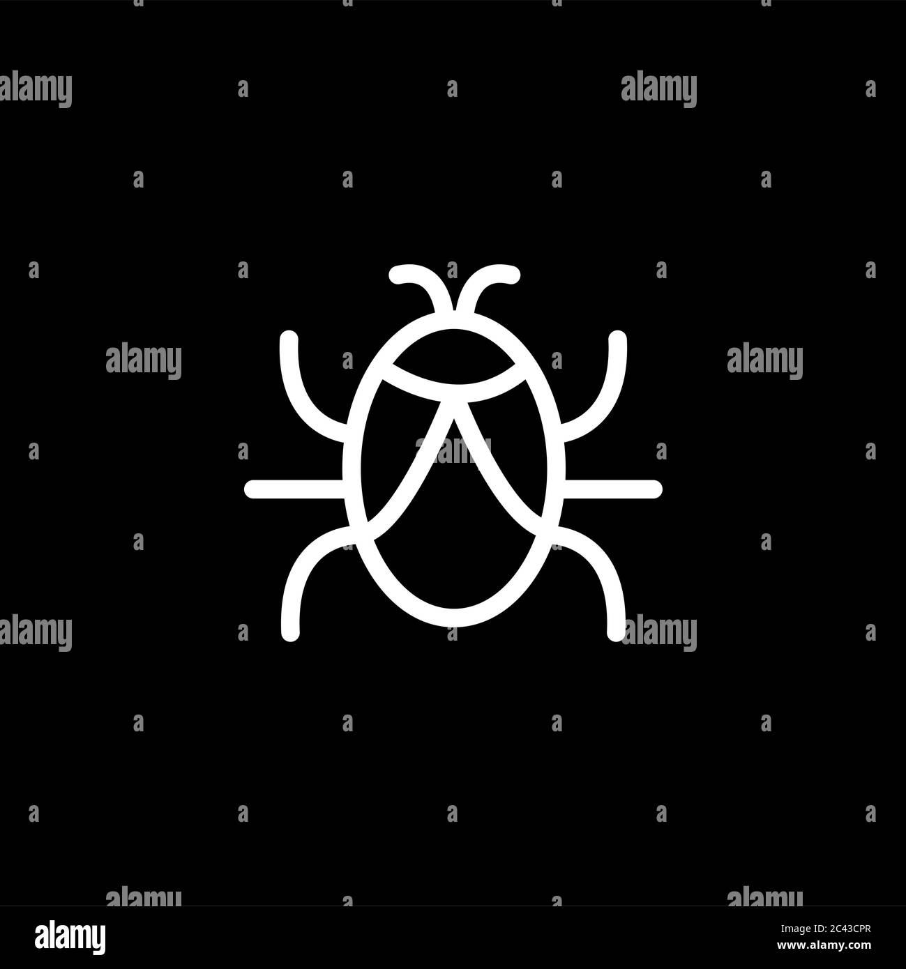 Bug Line Icon On Black Background. Black Flat Style Vector Illustration ...