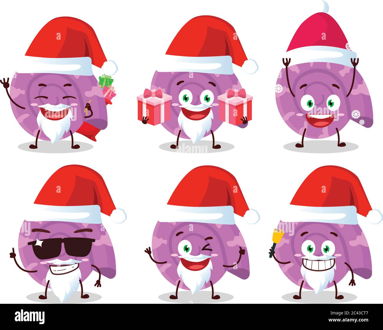 Santa Claus emoticons with purple clam cartoon character Stock Vector ...