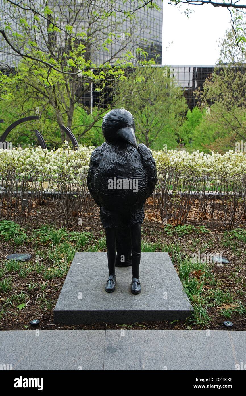 Exterior architecture and bronze bird sculpture design at 'SAINT LOUIS ...