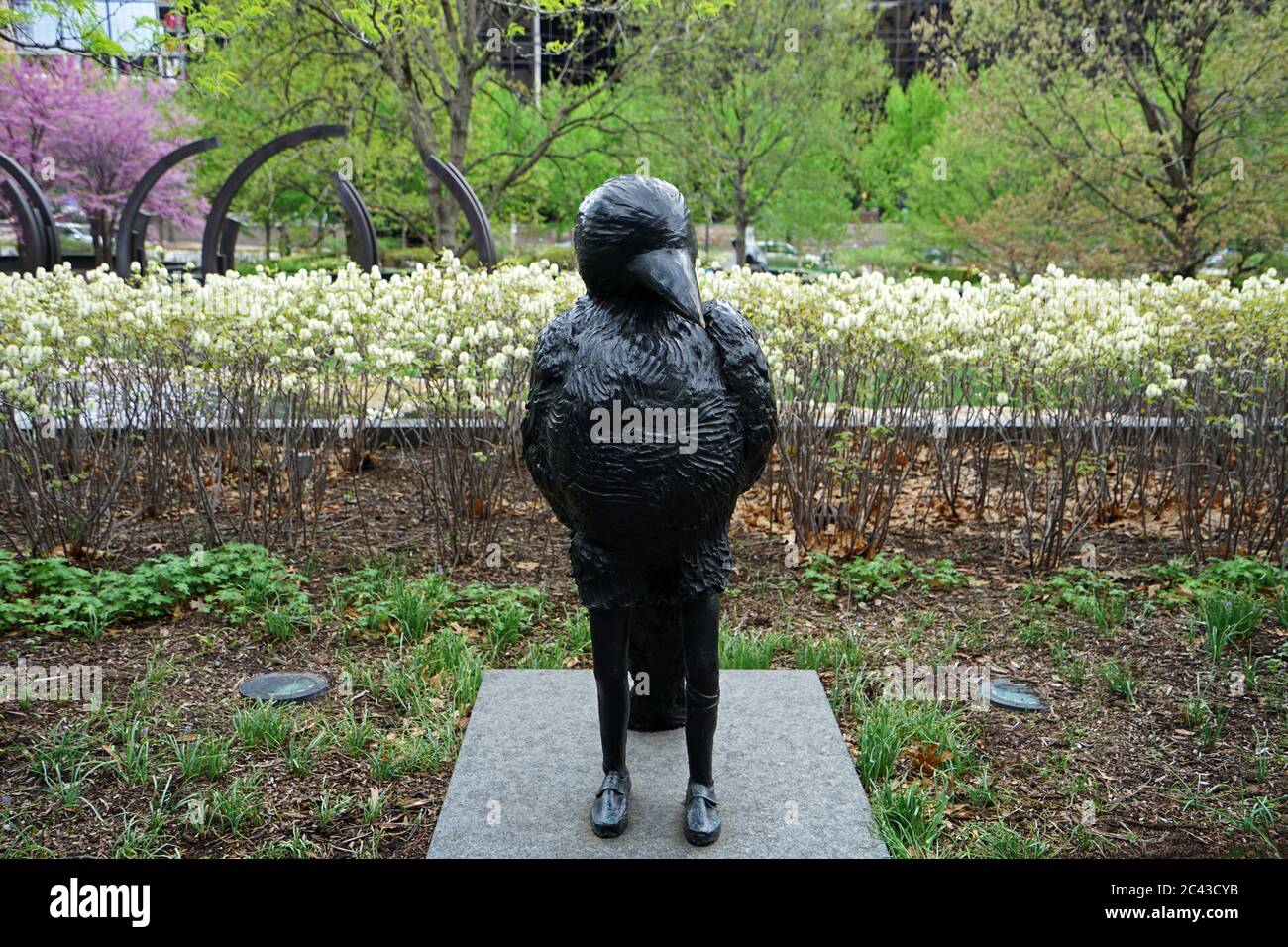 Exterior architecture and bronze bird sculpture design at 'SAINT LOUIS ...
