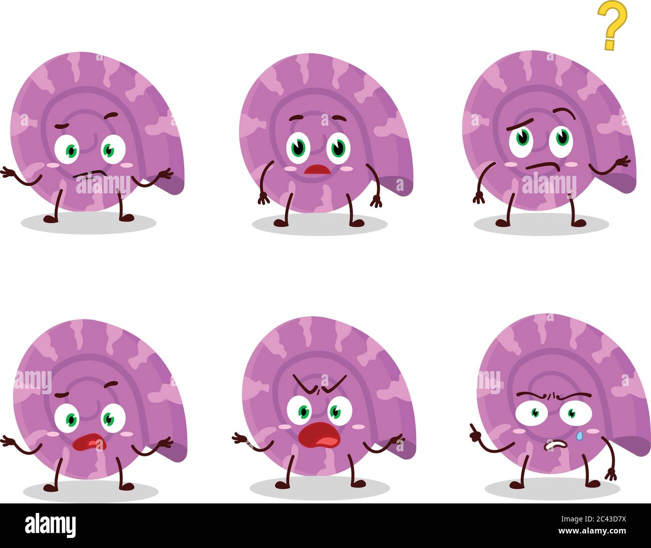 Cartoon character of purple clam with what expression Stock Vector ...