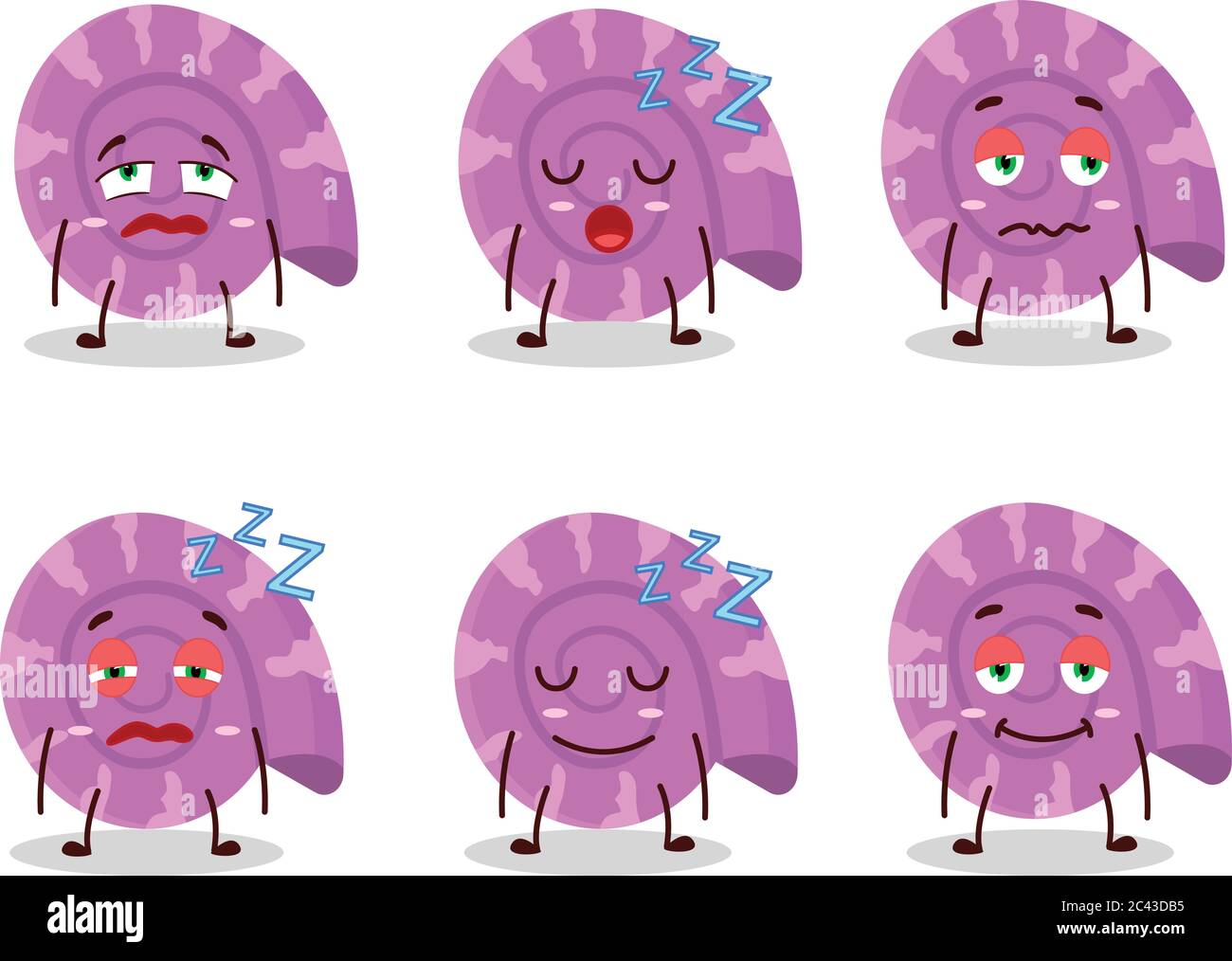 Cartoon character of purple clam with sleepy expression Stock Vector ...