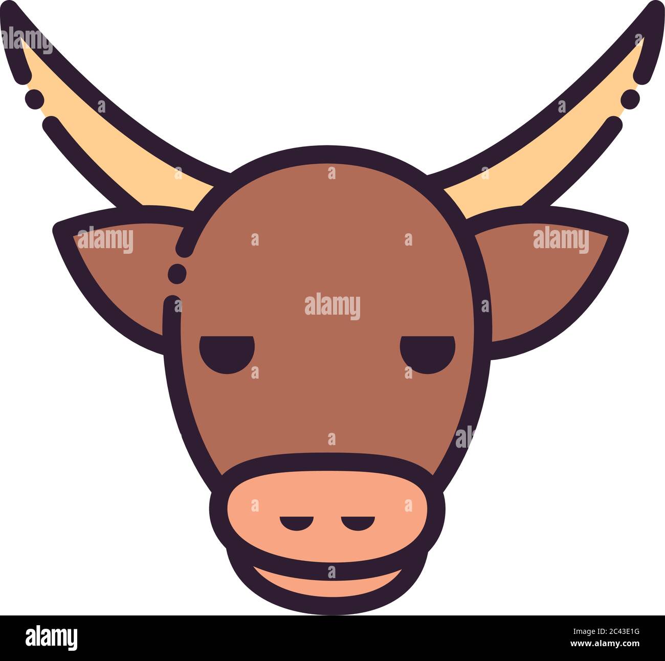 Cute bull head cartoon fill style icon design, Animal zoo life nature ...