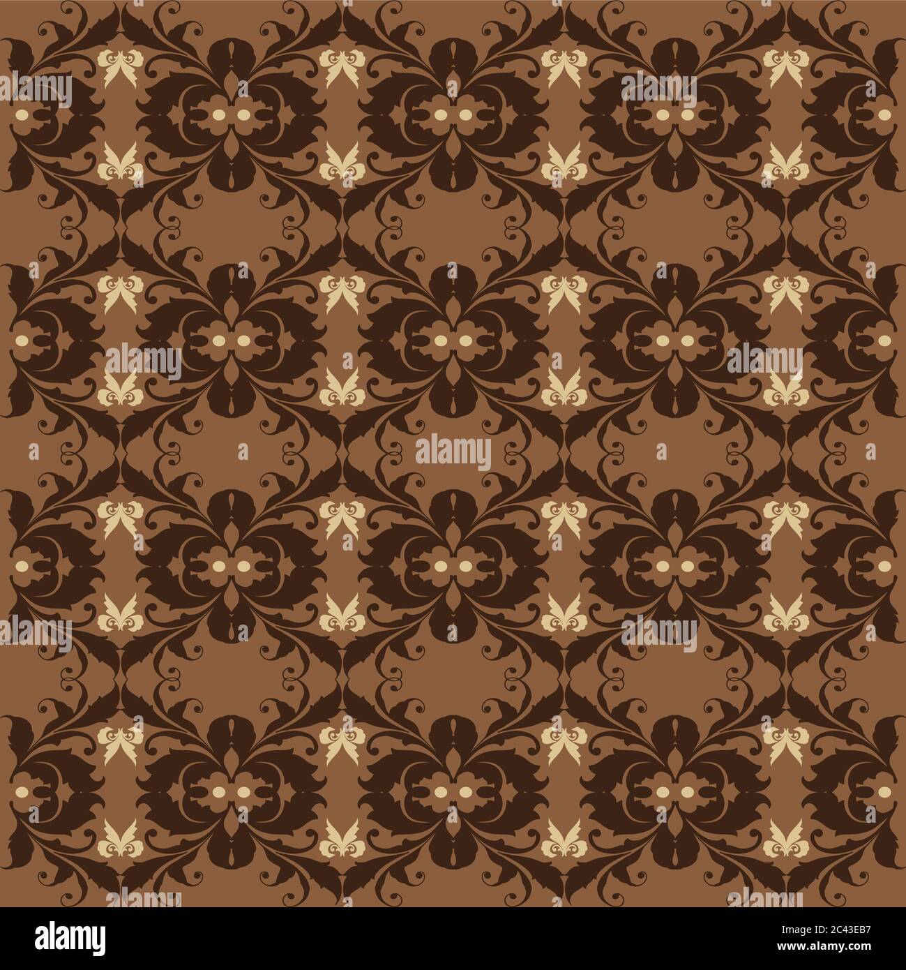 Modern motifs Design of Central Java batik with seamless dark brown ...
