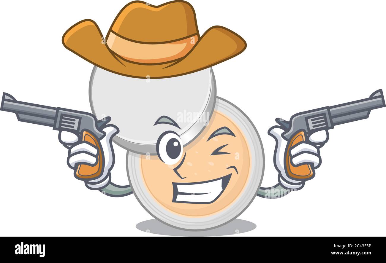 A wise cowboy of jar powder makeup Cartoon design with guns Stock ...