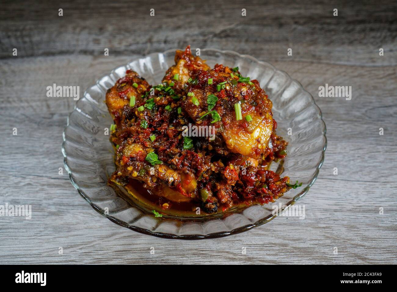 Succulent chicken meat with spicy and fragrant Balado sauce. Balado ...