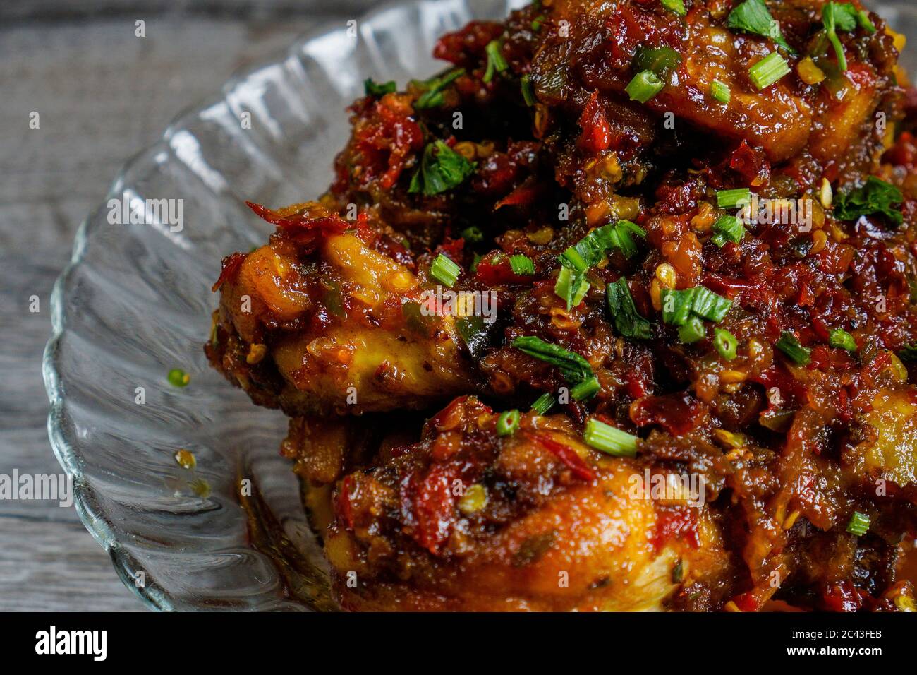 Succulent chicken meat with spicy and fragrant Balado sauce. Balado ...