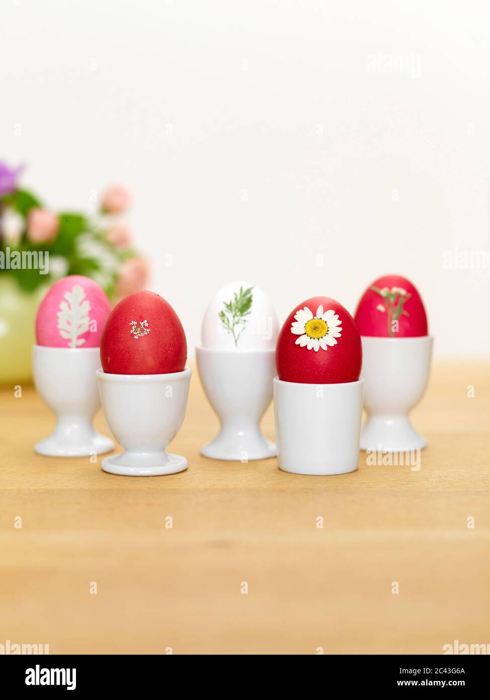 Easter eggs in egg cups, Munich, Bavaria, Germany Stock Photo - Alamy