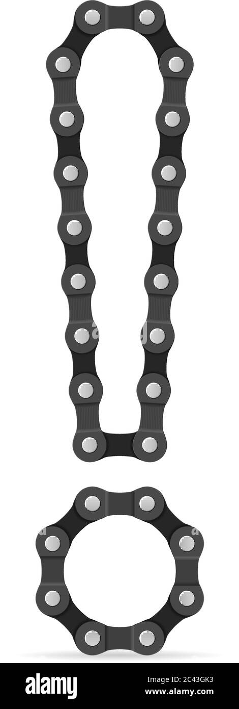 Exclamation mark symbol formed by bike chain. Vector illustration Stock ...