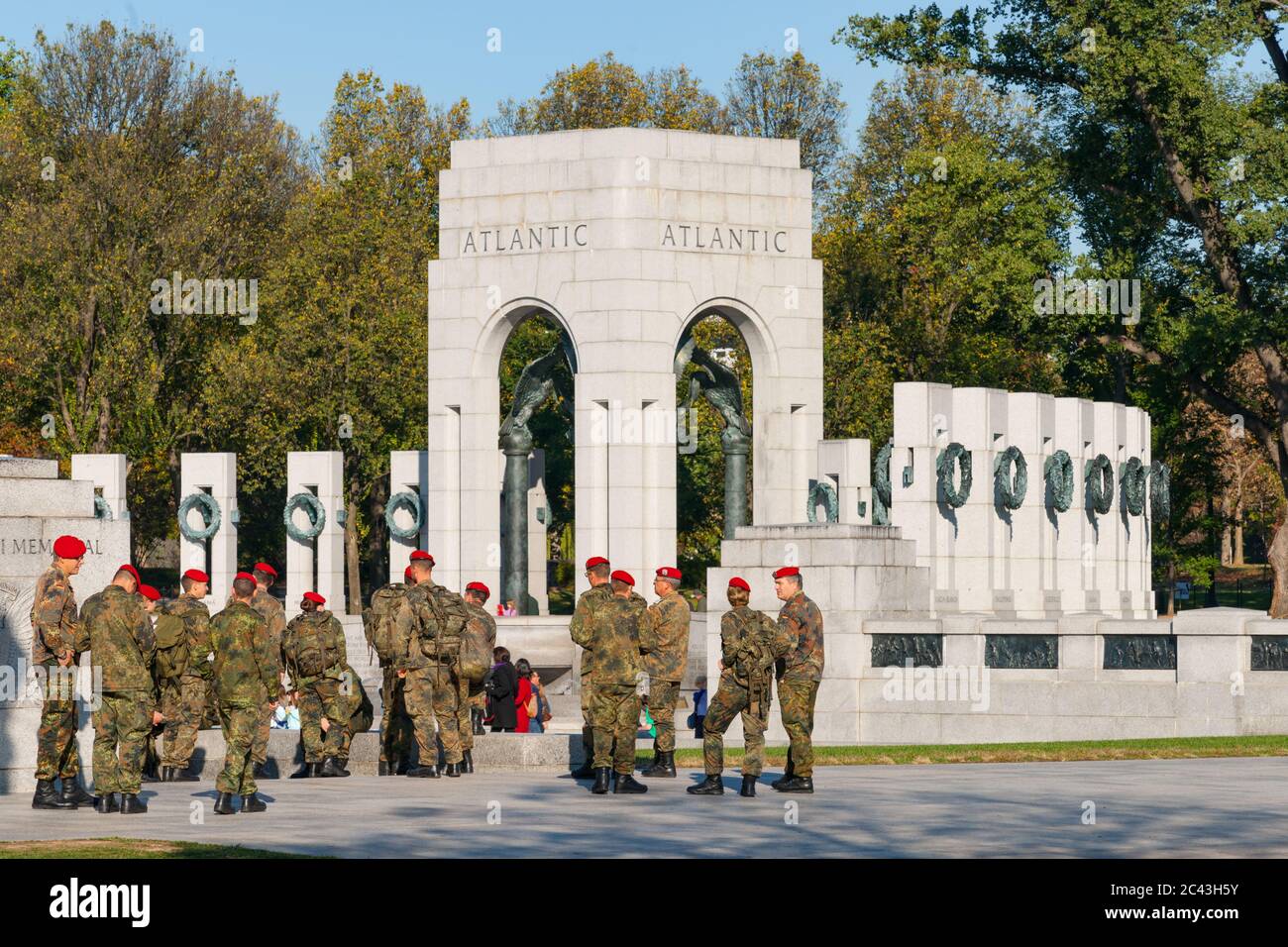 Washington DC USA - October 26 2014: Members of military in comouflage ...