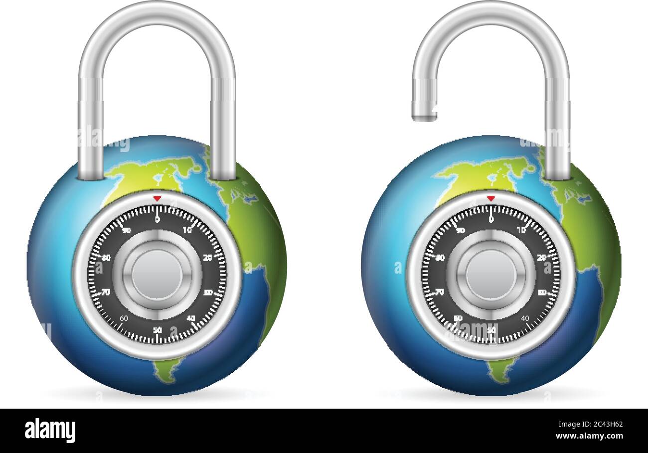 Padlocks globe on a white background. Vector illustration Stock Vector ...