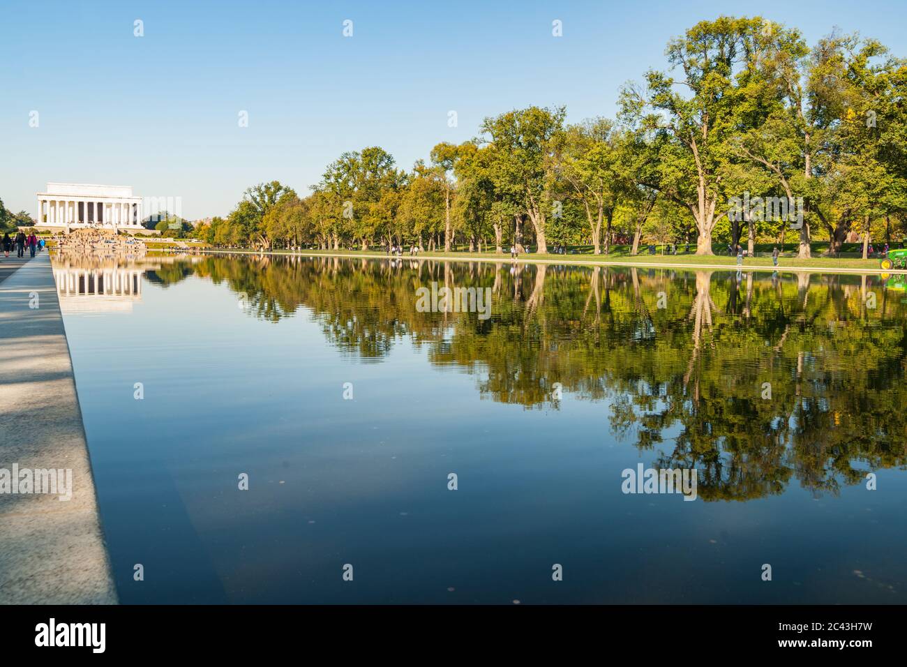 Washington DC USA - October 26 2014; National Mall Reflection Pool with ...