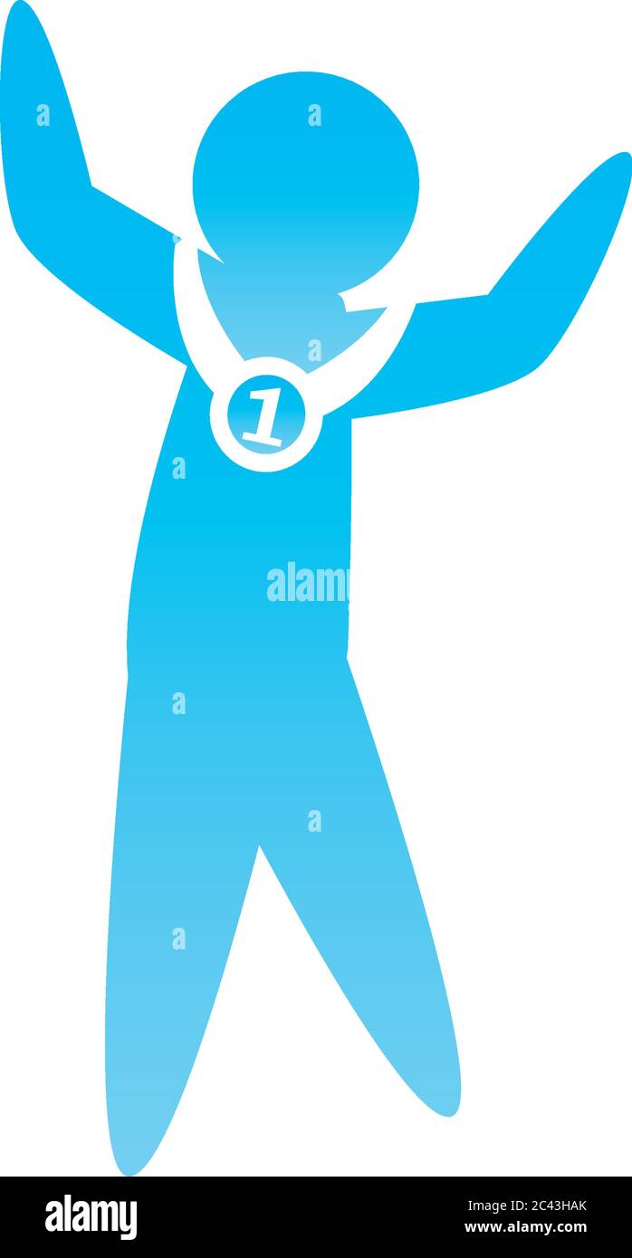 human avatar with medal gradient style icon design, Winner first ...