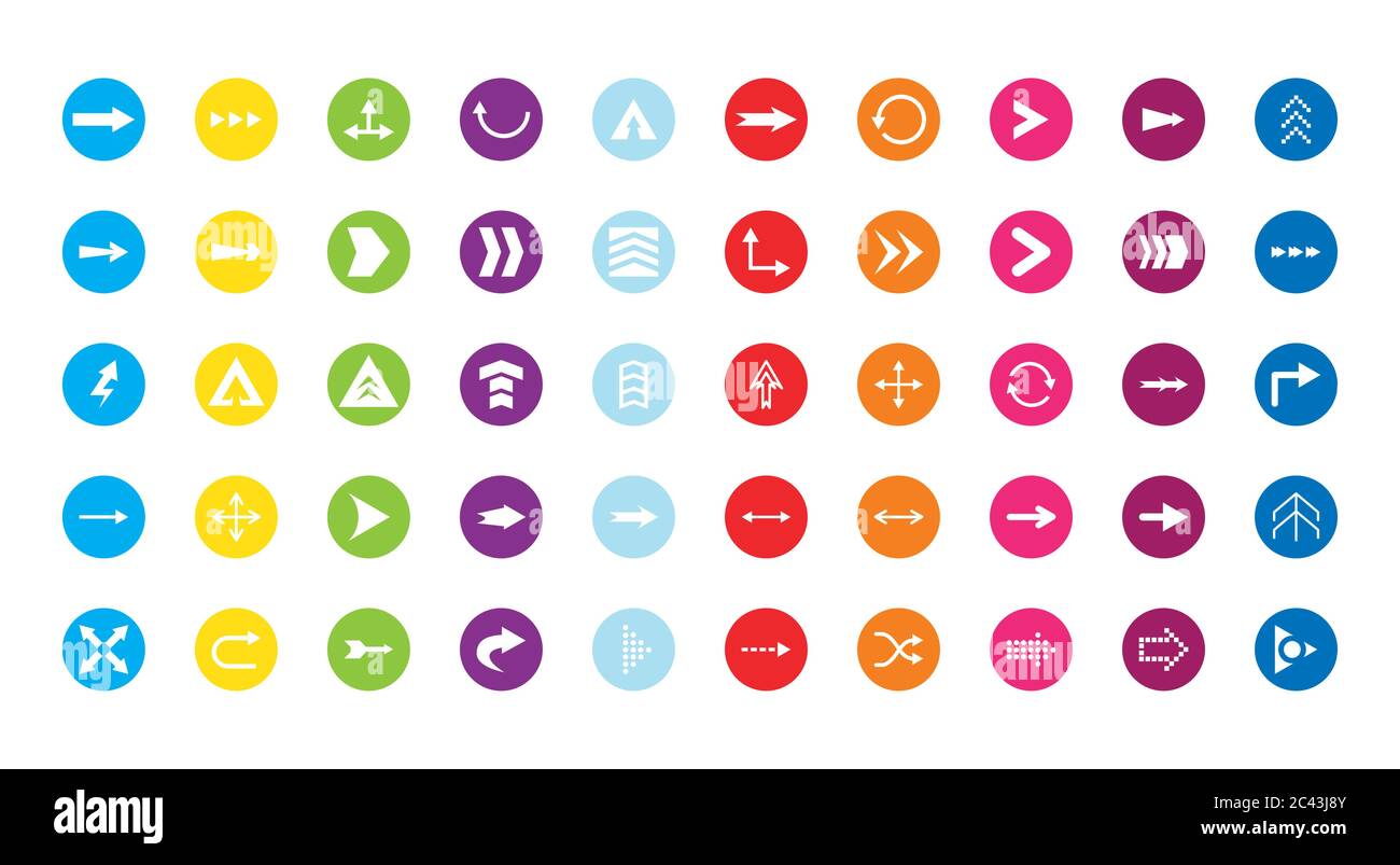 Arrows with differents directions block style icon set design of web ...