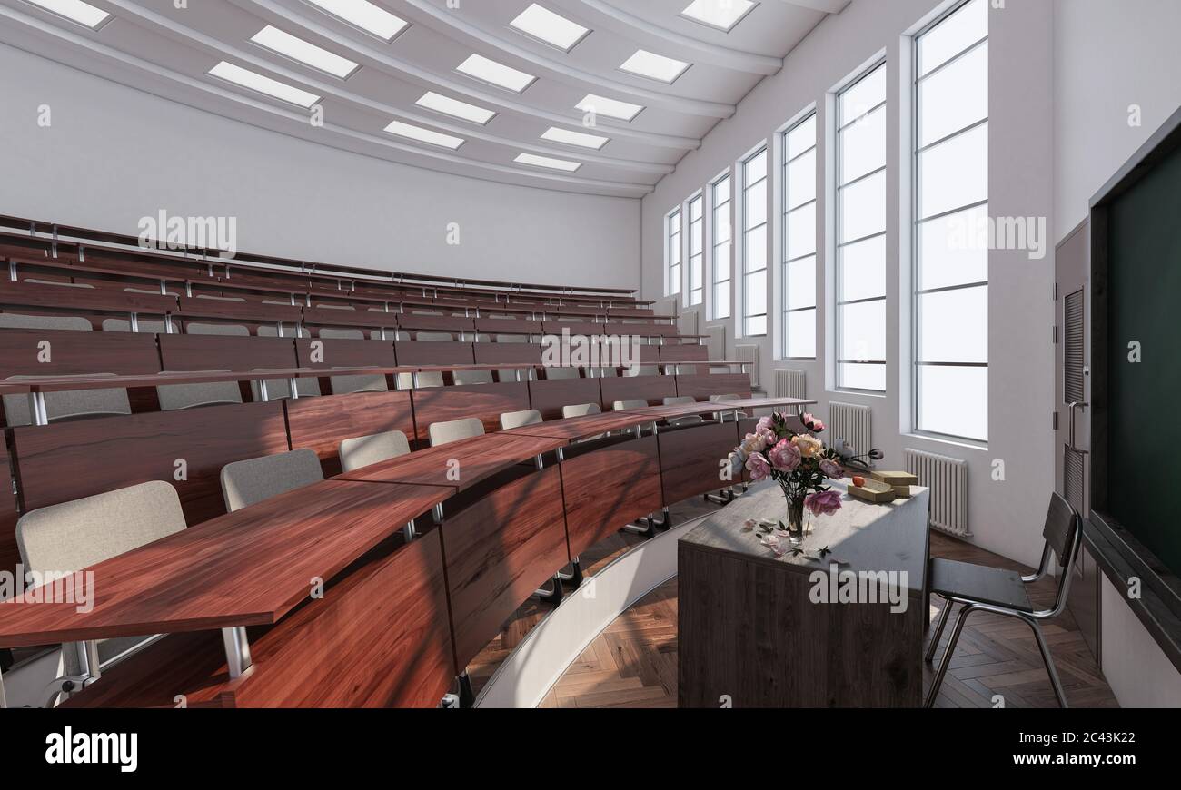 Wide Angle View of an Empty Auditorium 3d rendering Stock Photo - Alamy