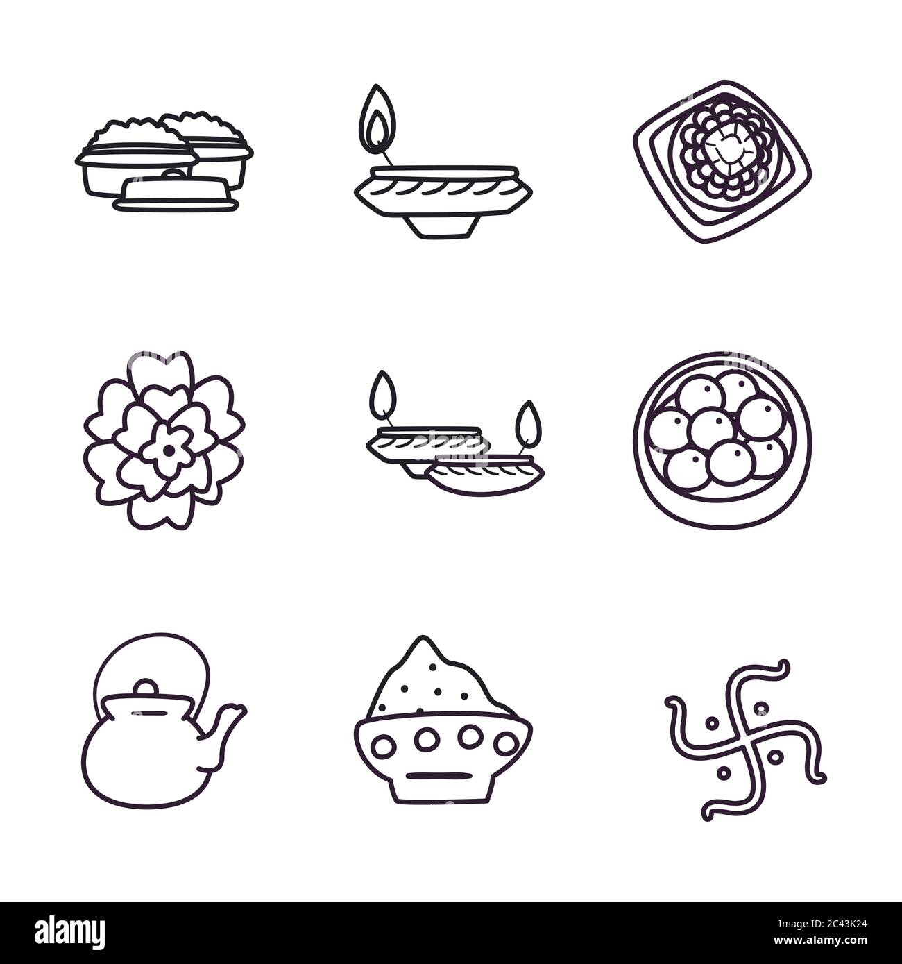 Raksha bandhan line style icon set design, Indian holiday celebration ...