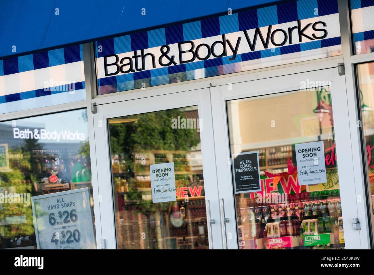 A logo sign outside of a Bath & Body Works retail store location in Bowie, Maryland on June 8 ...