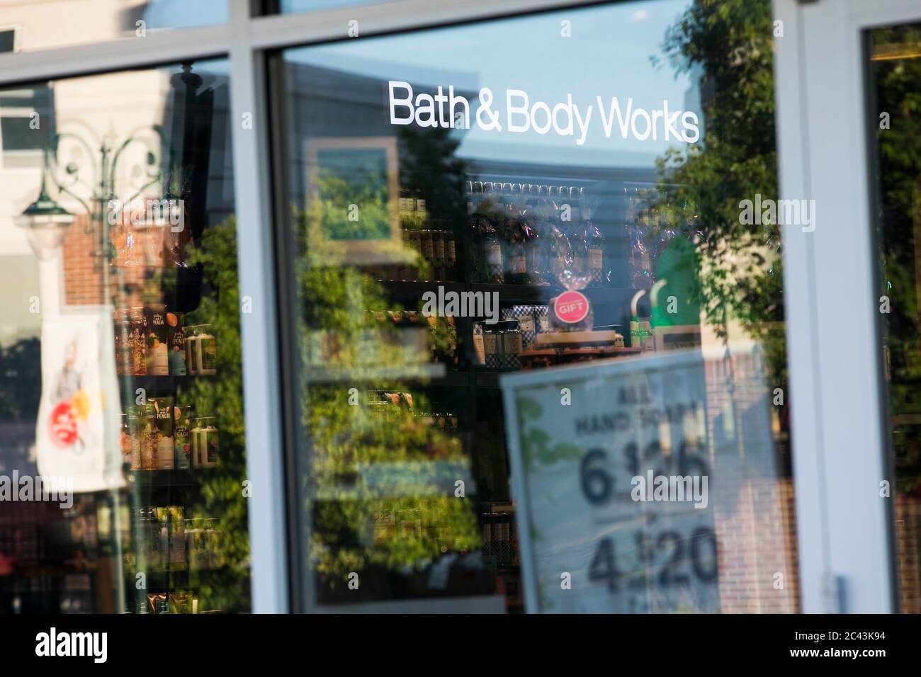 A logo sign outside of a Bath & Body Works retail store location in Bowie, Maryland on June 8 ...