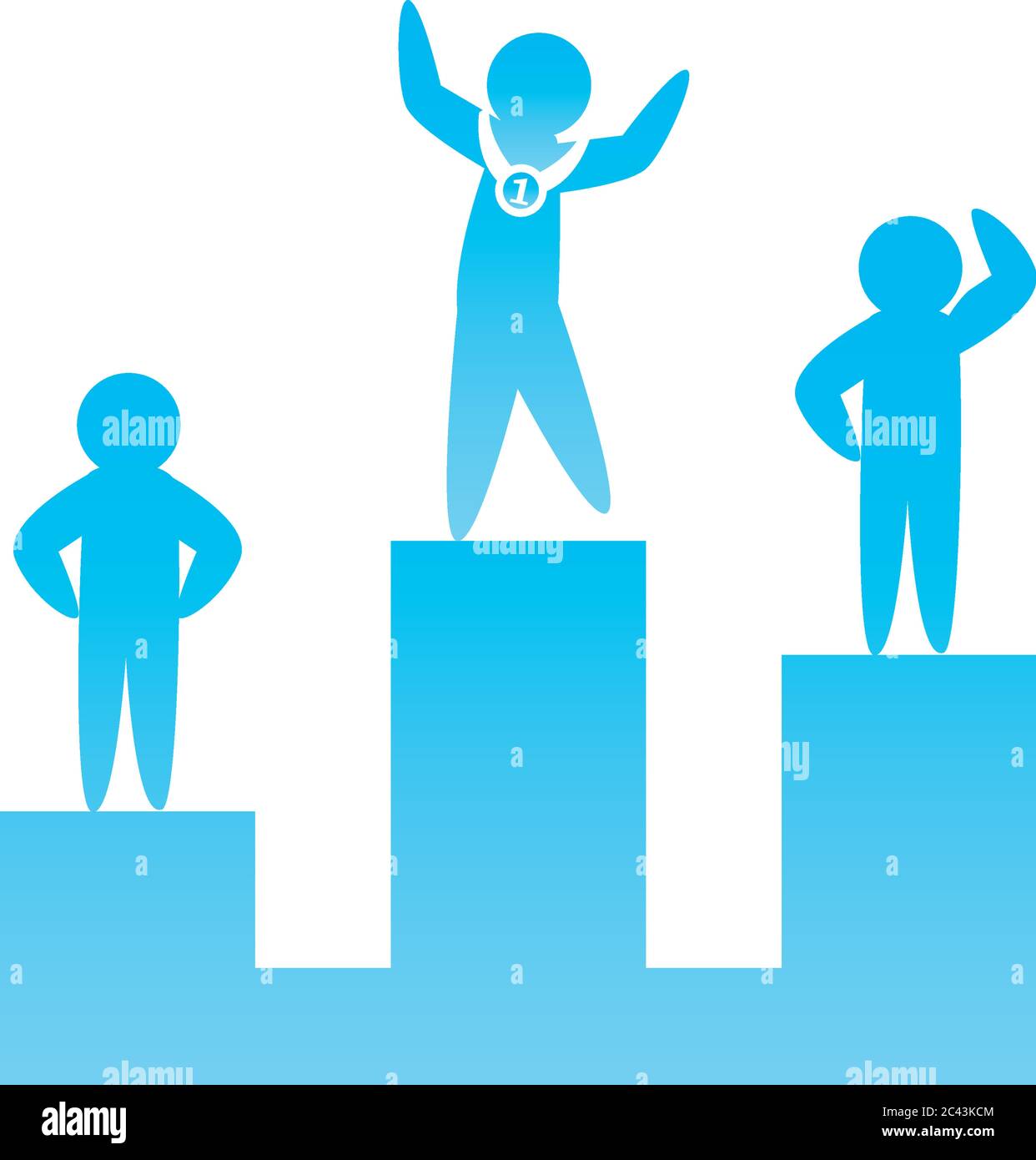 human avatar with medal on podium gradient style icon design, Winner ...