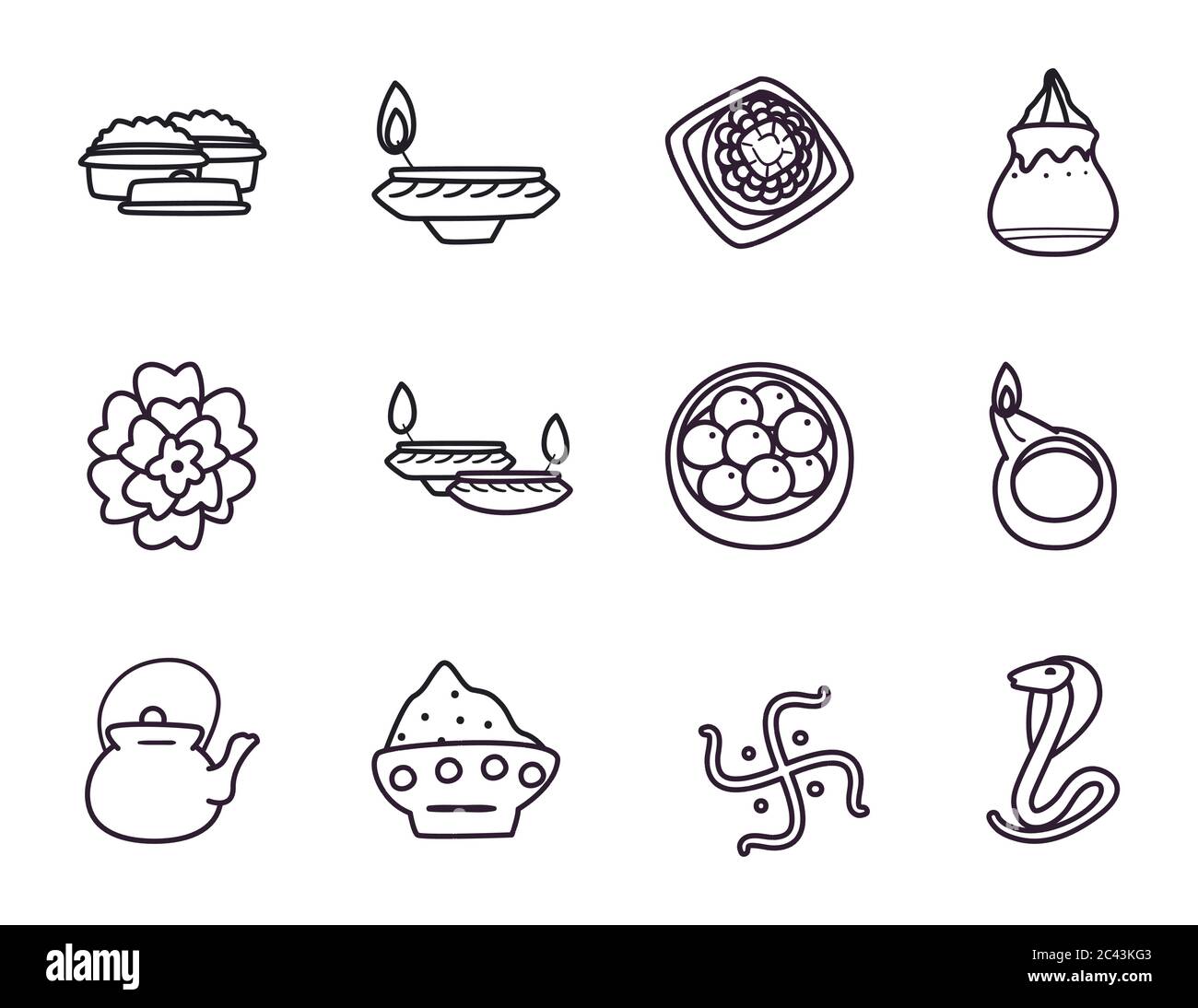 Raksha bandhan line style icon set design, Indian holiday celebration ...