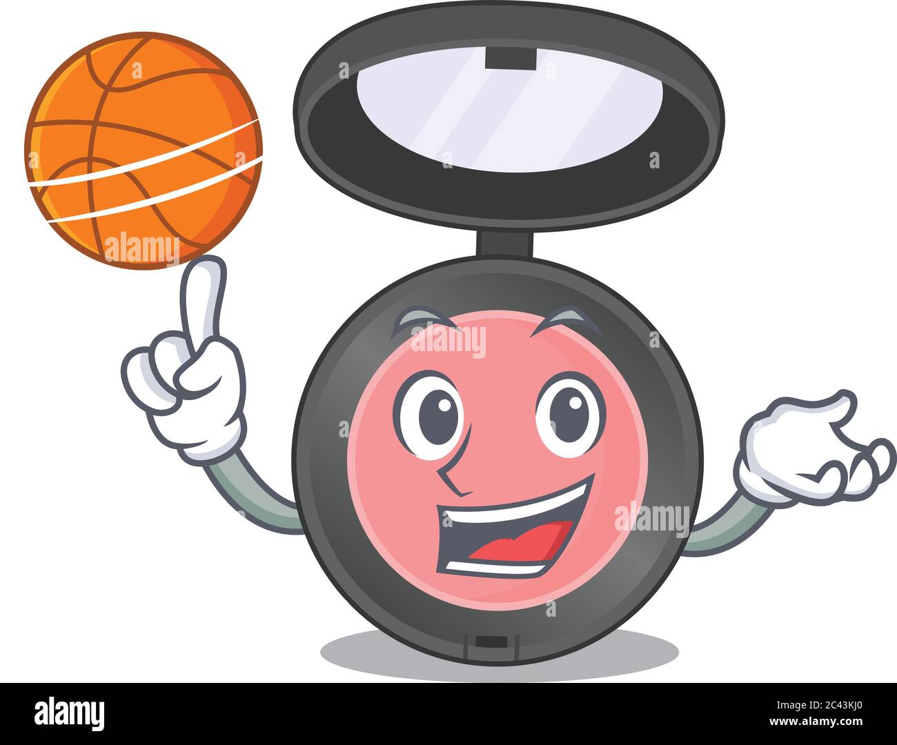 An athletic pink blusher cartoon mascot design with basketball Stock ...