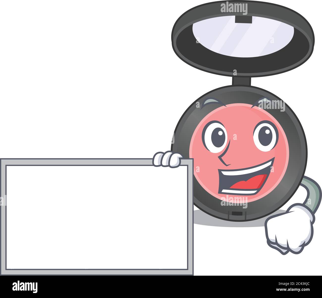 Cartoon character style of pink blusher holding a white board Stock ...