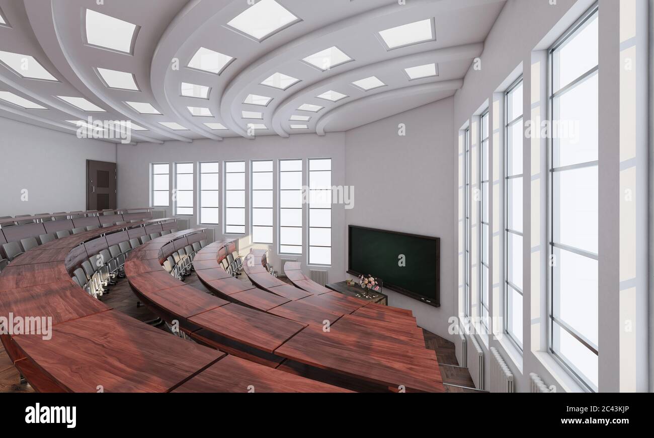 Wide Angle View of an Empty Auditorium 3d rendering Stock Photo - Alamy