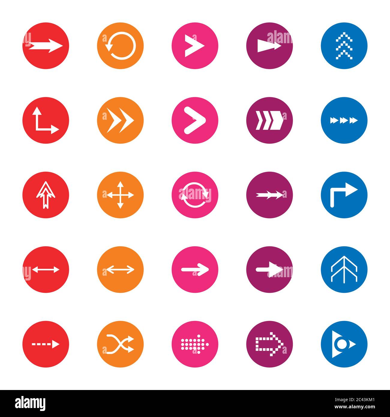 Arrows with differents directions block style icon set design of web ...