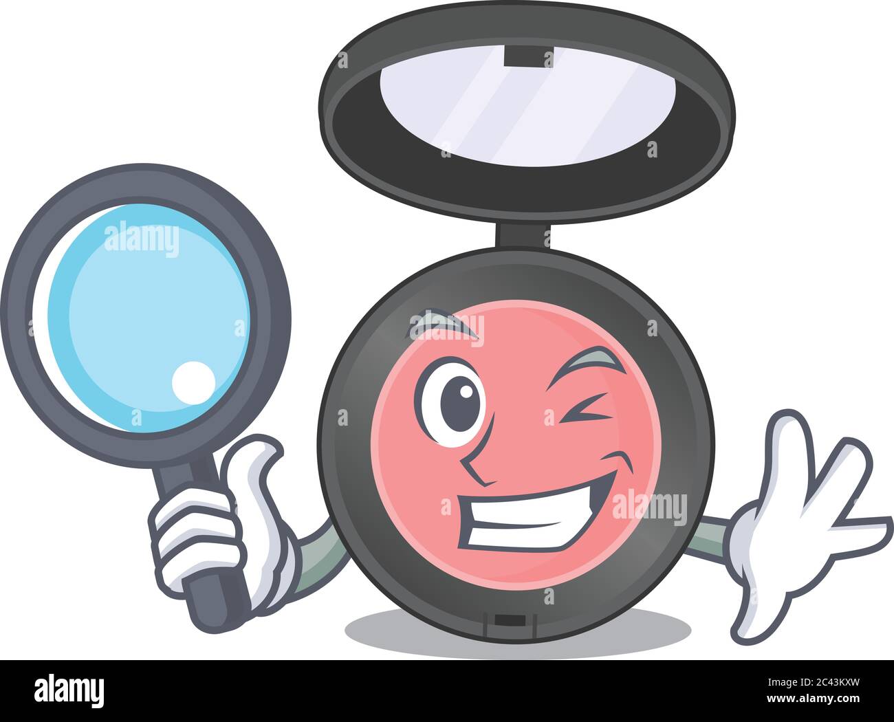 cartoon mascot design of pink blusher superb Detective breaking the ...