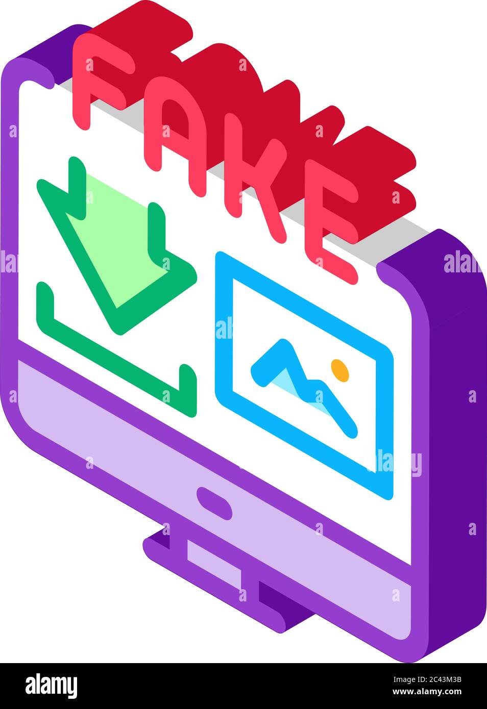 downloading fake image isometric icon vector illustration Stock Vector ...
