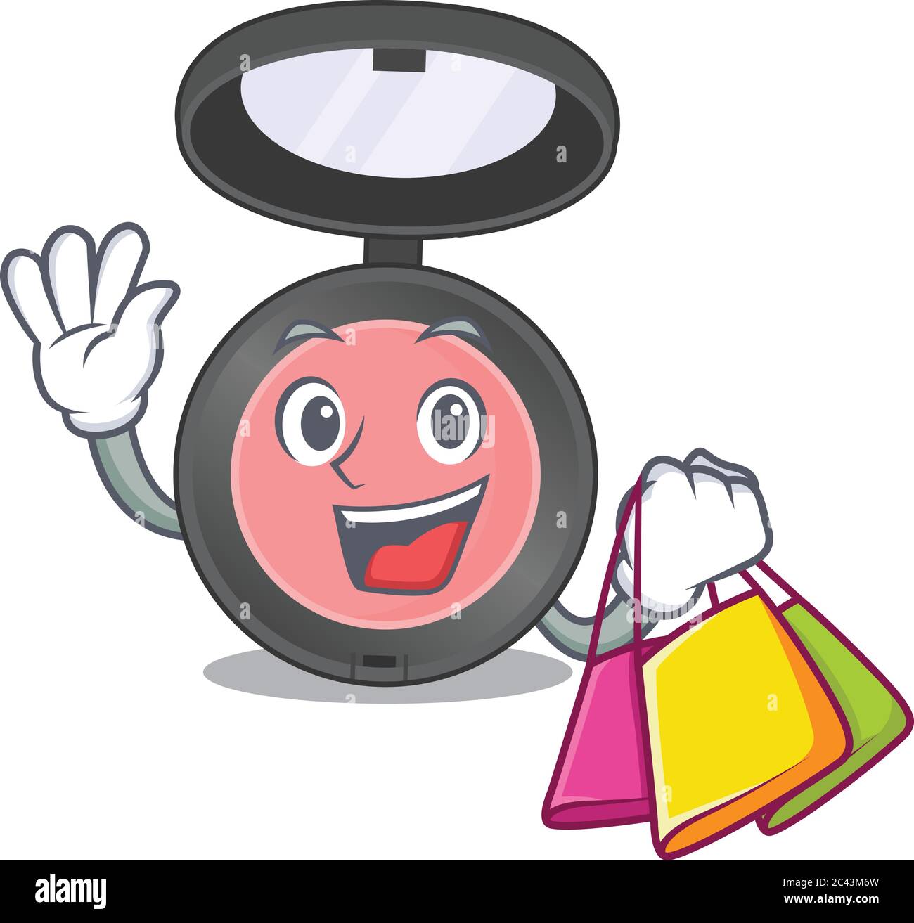 Pink blusher wealthy cartoon character concept with shopping bags Stock ...