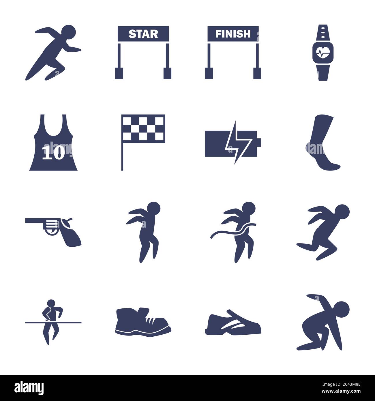 Running silhouette style icon set design, Marathon athlete training and ...