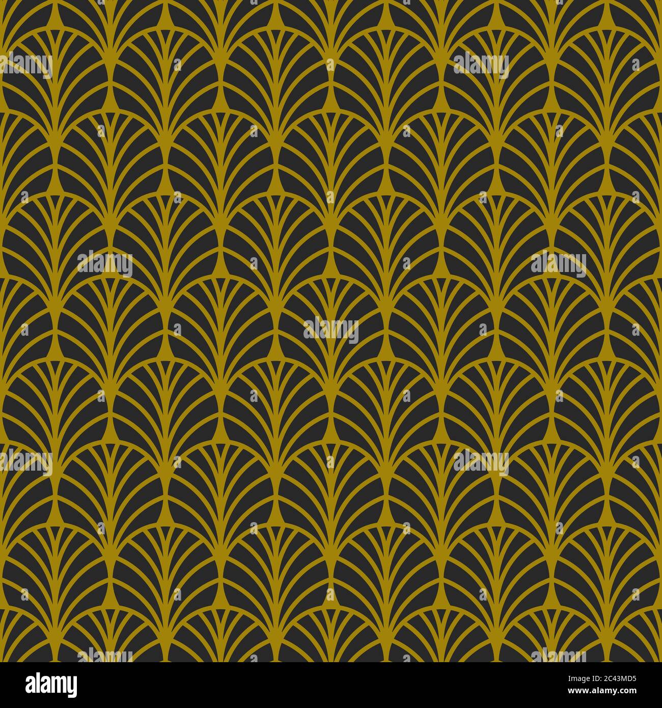 Golden fan art deco pattern, abstract seamless art nouveau pattern with ...