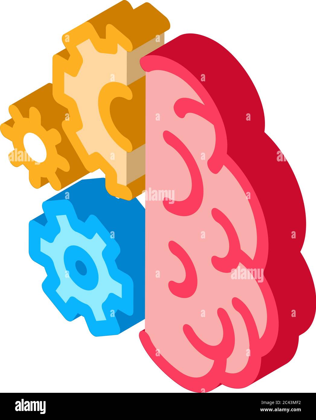 brain work mechanical gears isometric icon vector illustration Stock ...