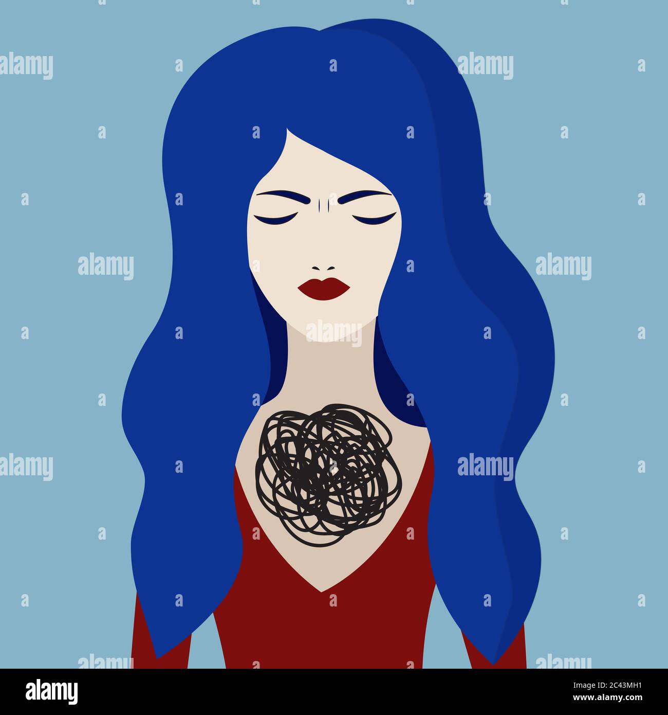 Unhappy Girl Borderline Personality Disorder Sad Woman With