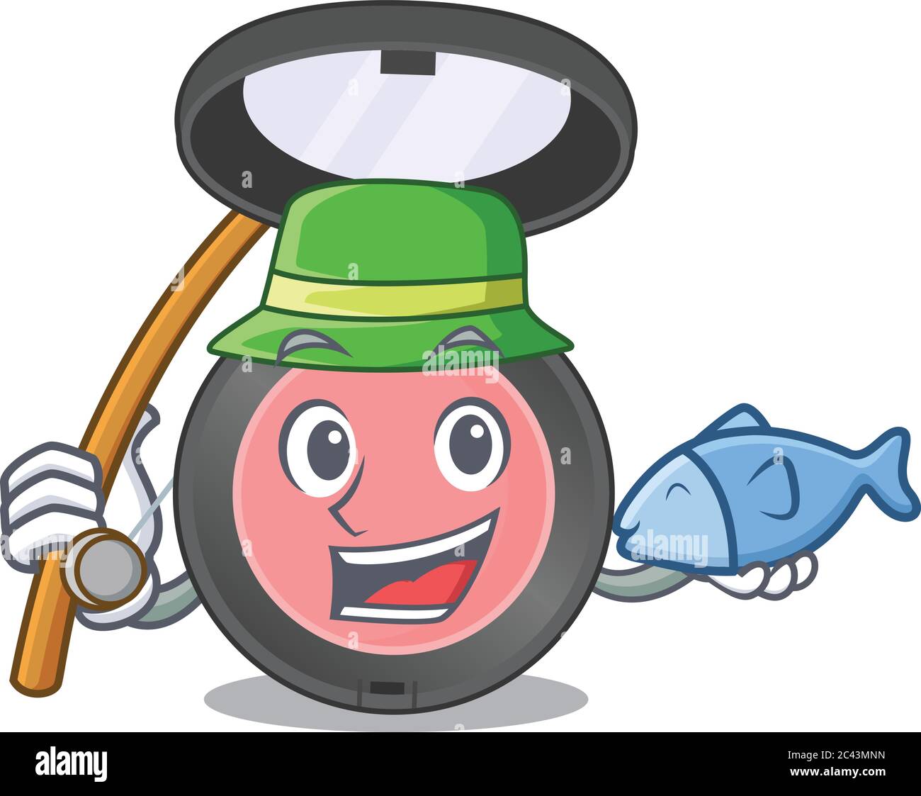 Cartoon design style of pink blusher ready goes to fishing Stock Vector ...