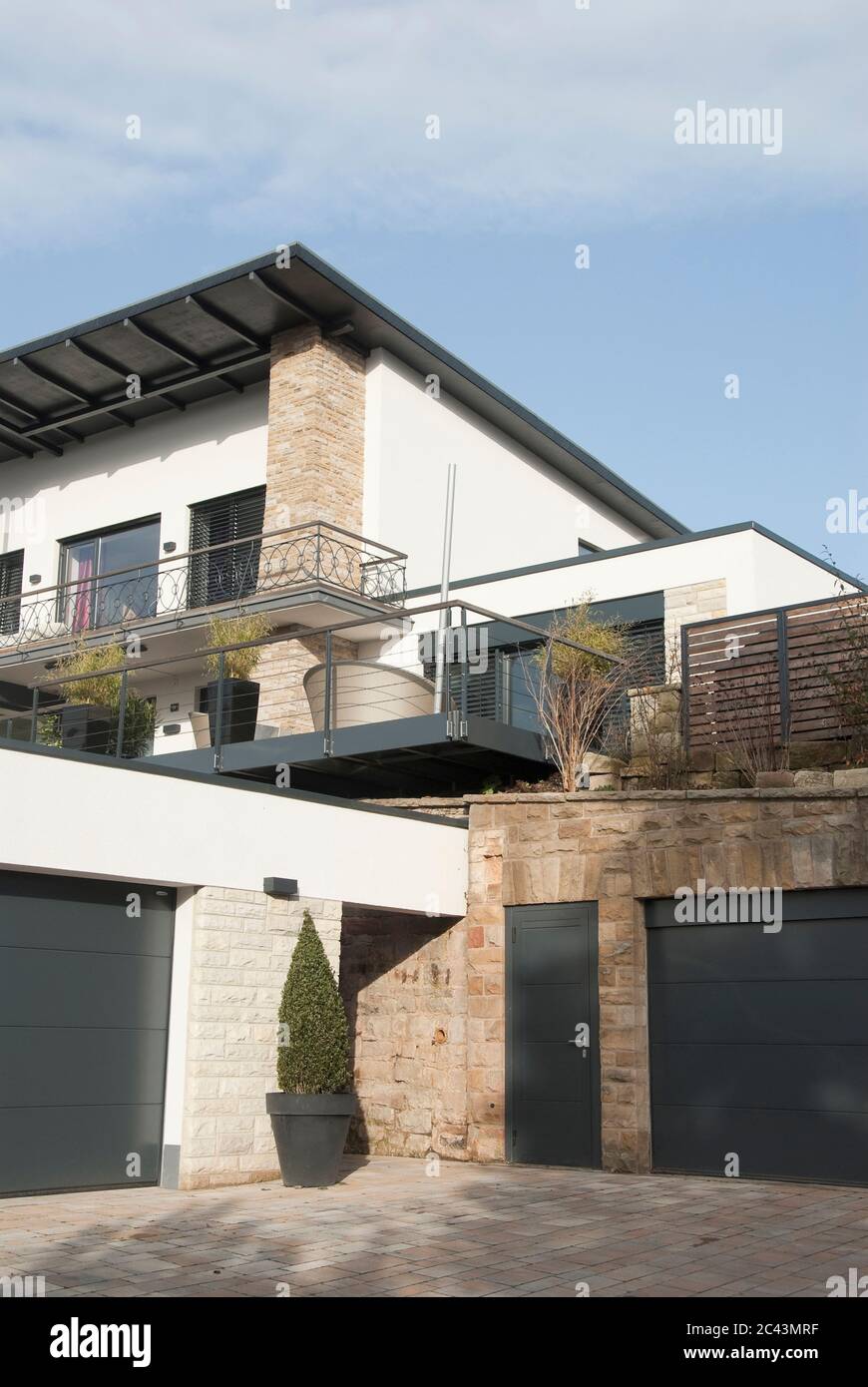 Balcony and garage of a modern apartment building Stock Photo - Alamy