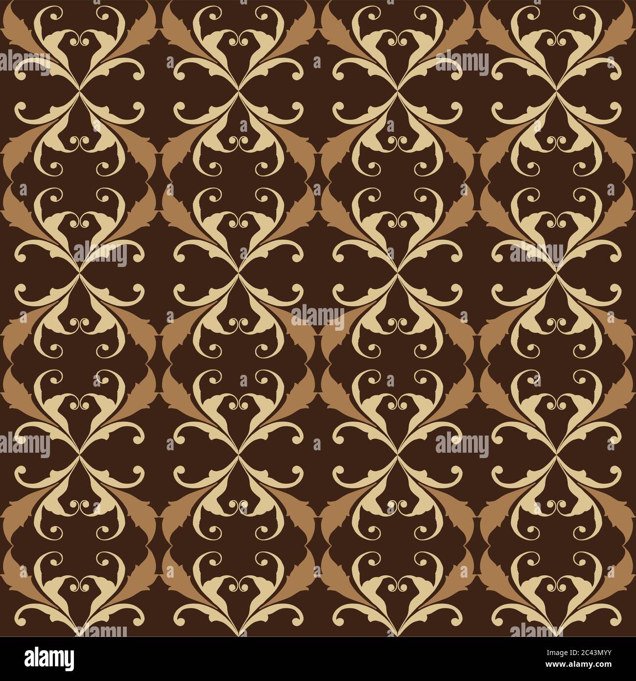 Beautiful flower pattern on Indonesian batik design with dark brown ...