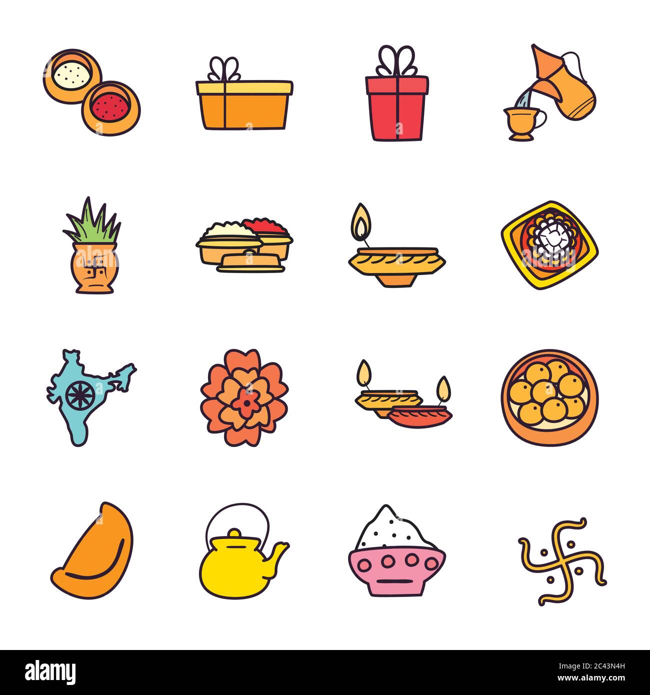 Raksha bandhan fill style icon set design, Indian holiday celebration ...