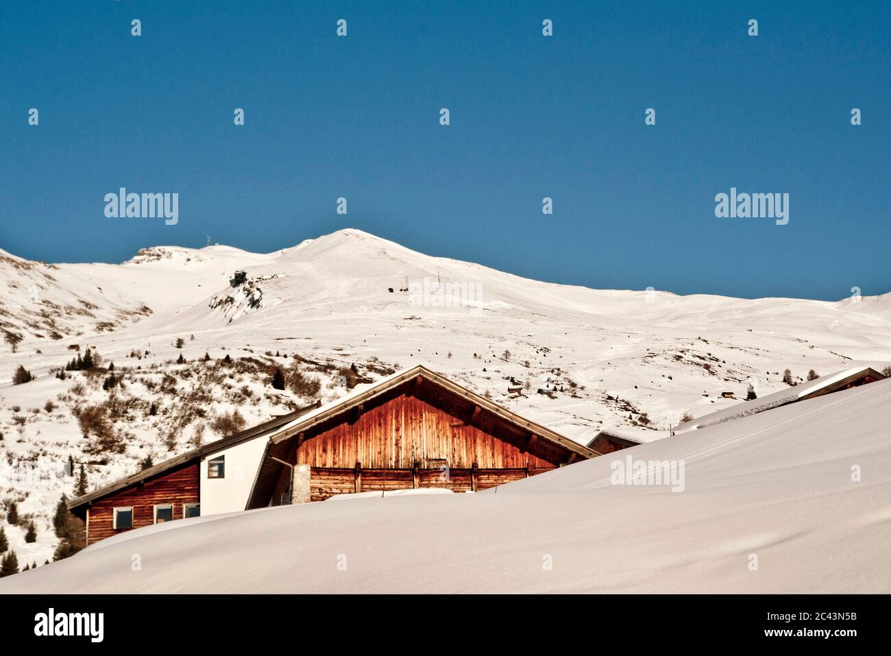 Mountain hut in winter landscape, Bavarian Alps, Germany Stock Photo ...